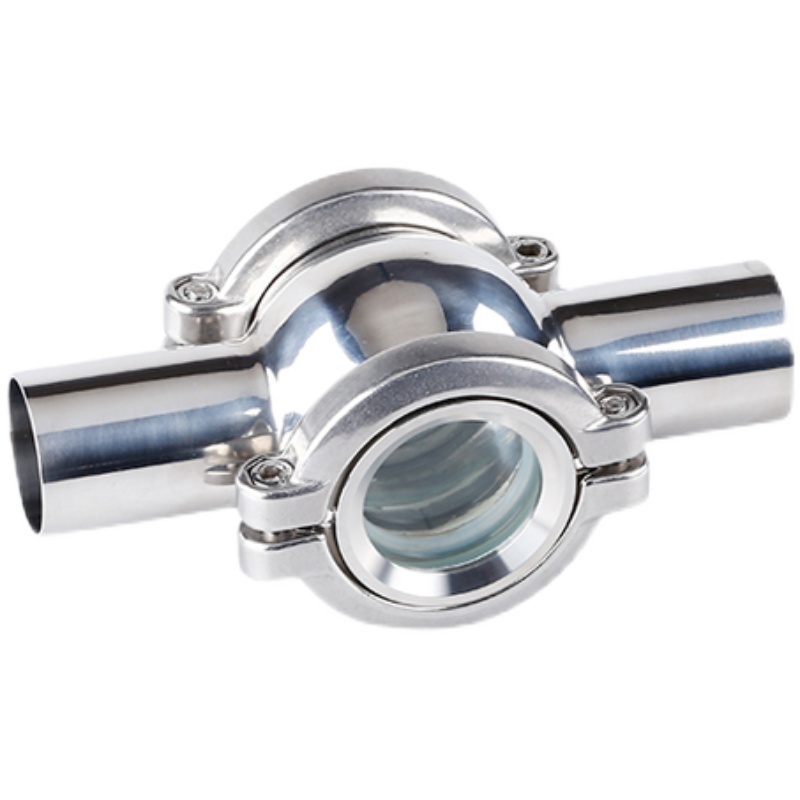 Sanitary 4-way tri clamp ball sight glass