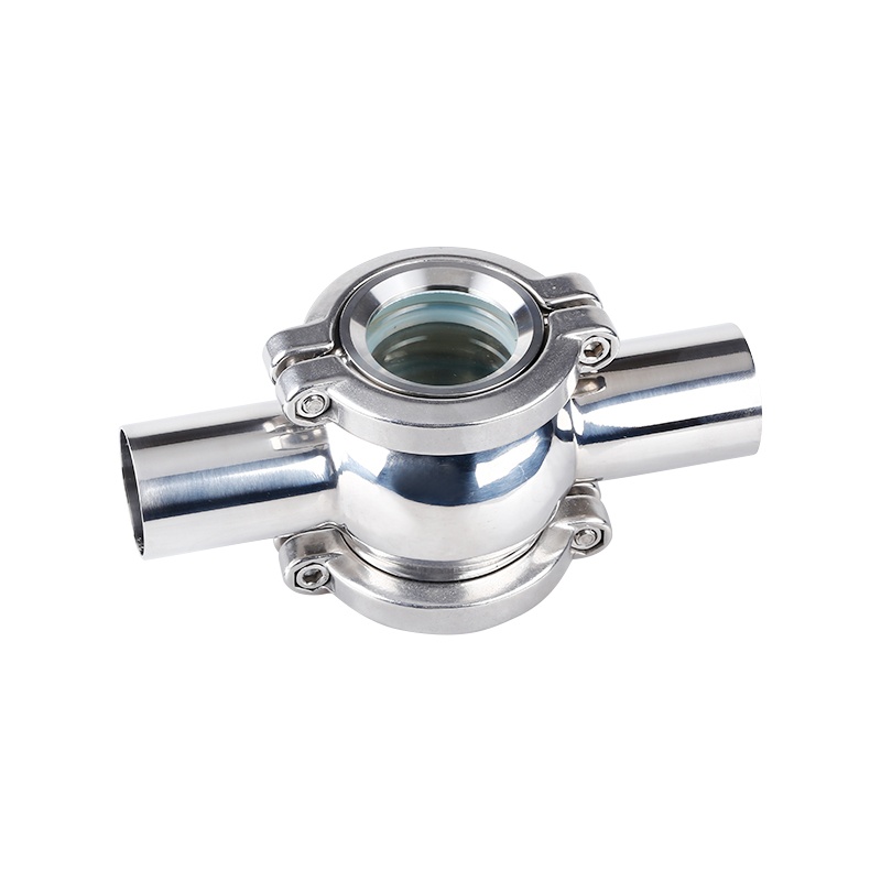 Sanitary 4-way tri clamp ball sight glass