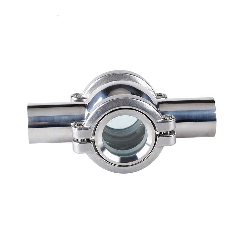 Sanitary 4-way tri clamp ball sight glass