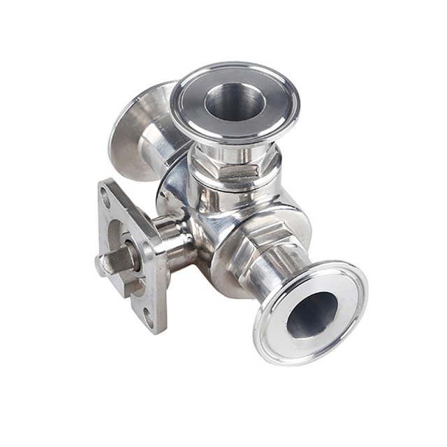 Sanitary High Platform 3-way Tri-clamp Ball Valve